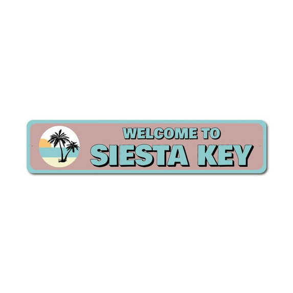 Welcome to Siesta Key Beach Sign Beach Palm Sign Beach-Lover Metal Sign ...