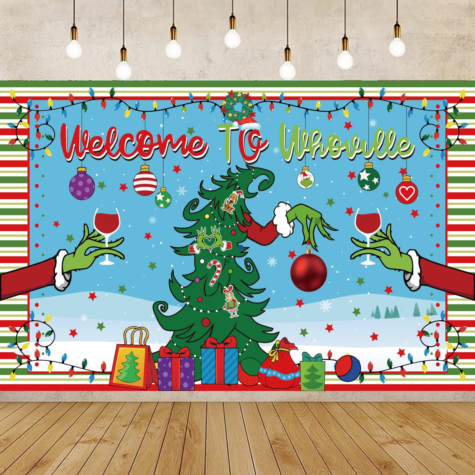 Welcome to Whoville Christmas Backdrop Banner Decorations, Merry ...