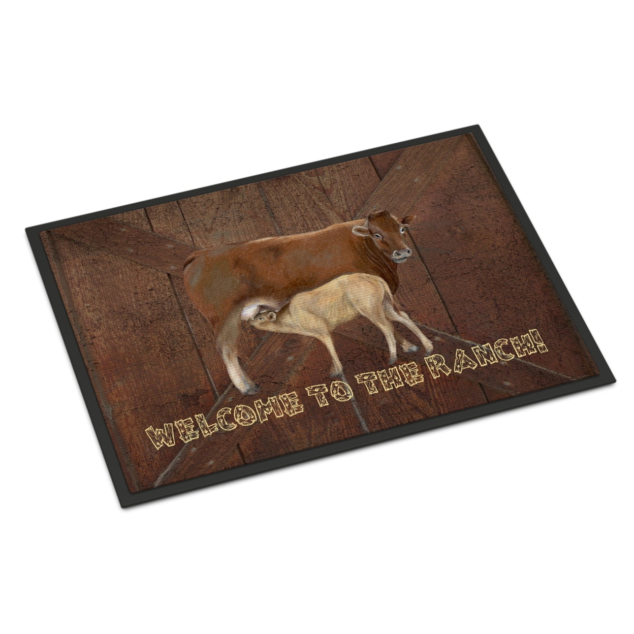 Welcome to the Ranch with the Cow and Baby Door Mat - Walmart.com
