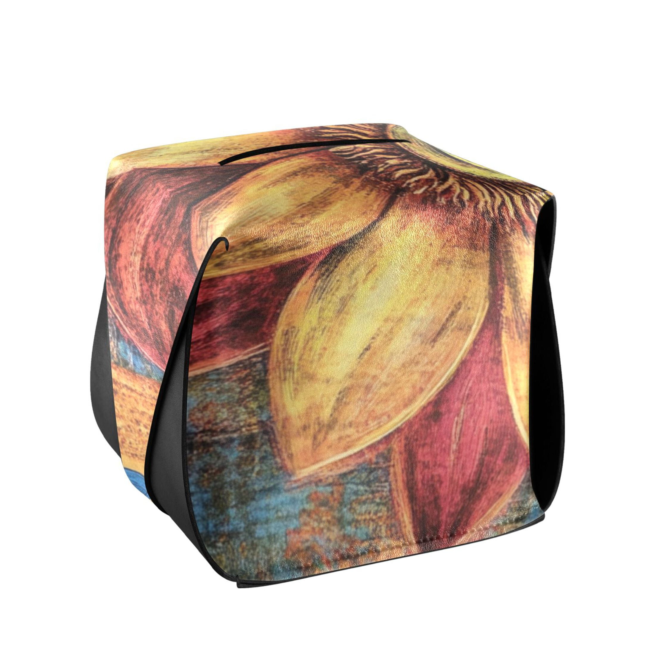 Welcome with Flower Tissue Box Cover Leather Square Rectangle Tissue ...