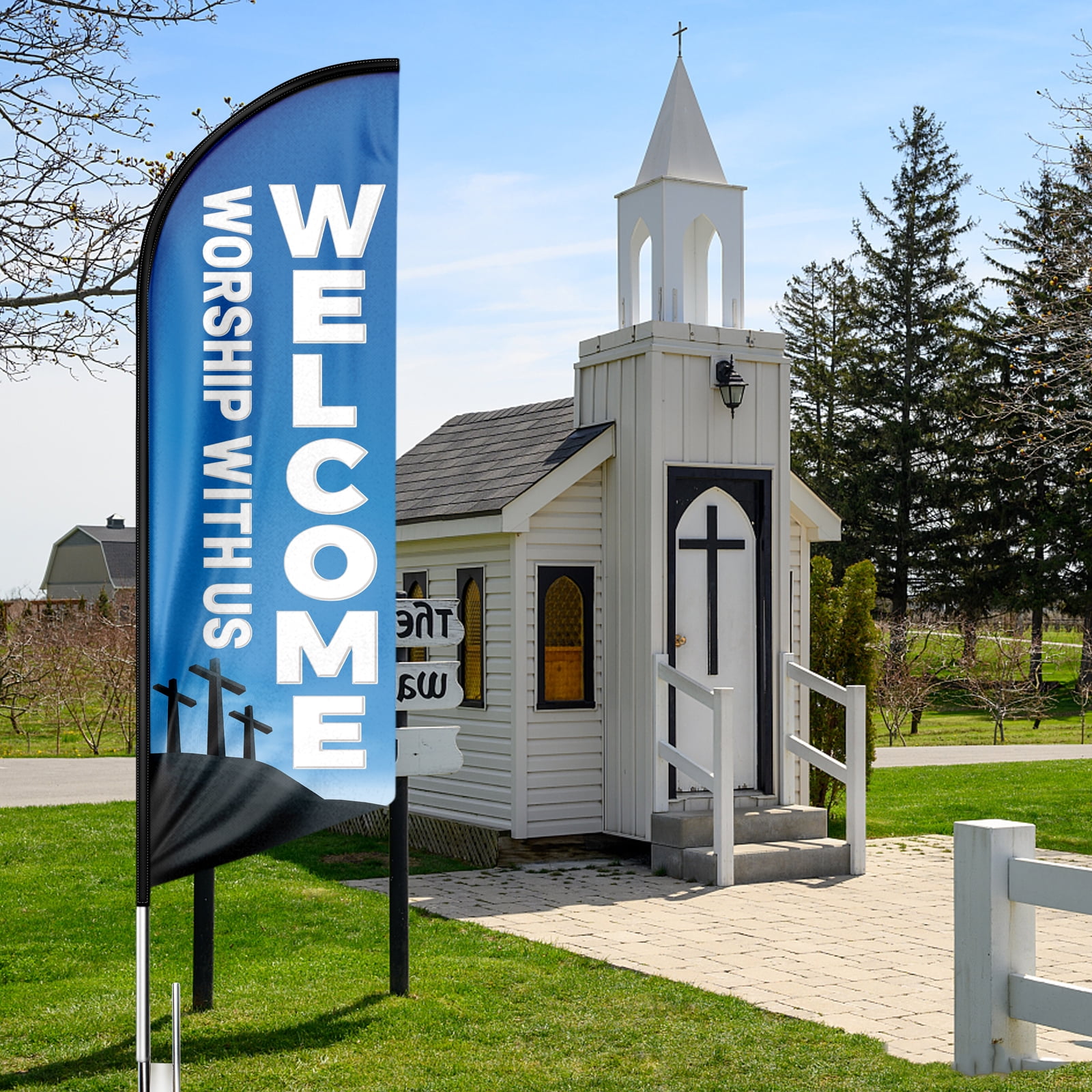 Welcome worship Sign Feather Flag,8FT Welcome worship outdoor ...