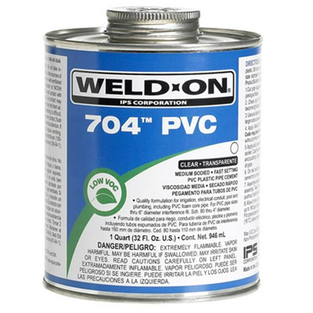Weld-On 12123 704 Medium Bodied PVC Pipe Cement, Fast Setting, Clear ...