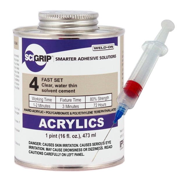 Weld-On 4 Acrylic Adhesive - 16 oz (Pint) with 5CC Syringe Applicator ...