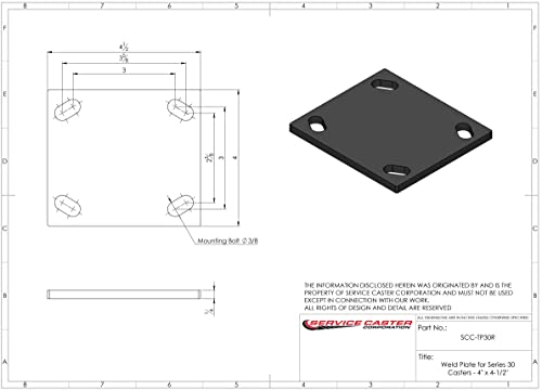 Weld Shim Plate for Top Plate Casters – Fits Most Casters with 4 Inch x ...