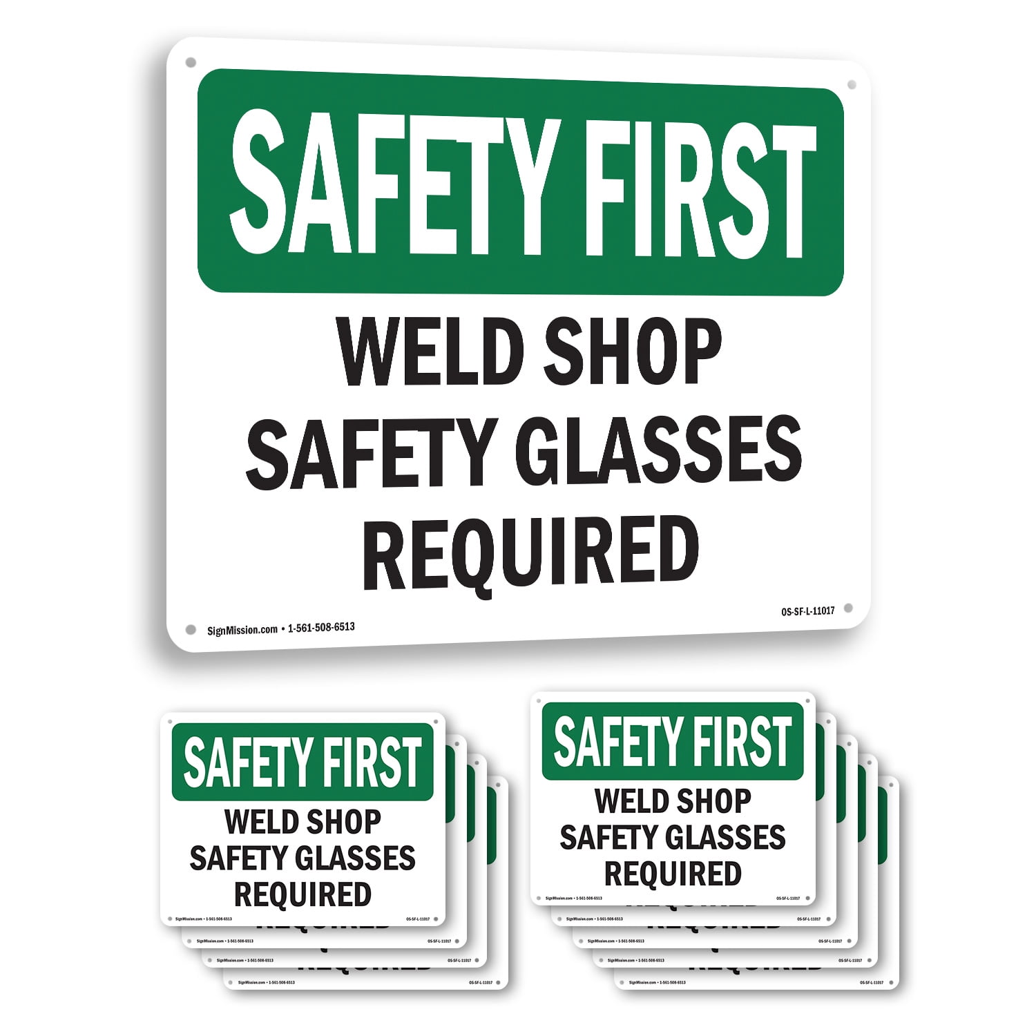 Weld Shop Safety Glasses Required OSHA SAFETY FIRST Aluminum Sign 24 ...