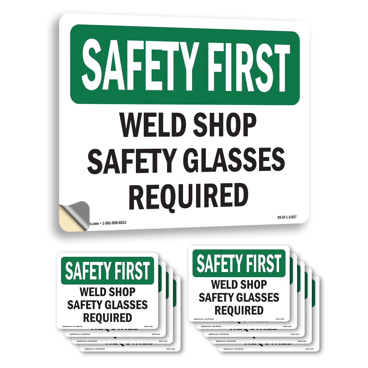 Weld Shop Safety Glasses Required OSHA SAFETY FIRST Vinyl Decal Label ...