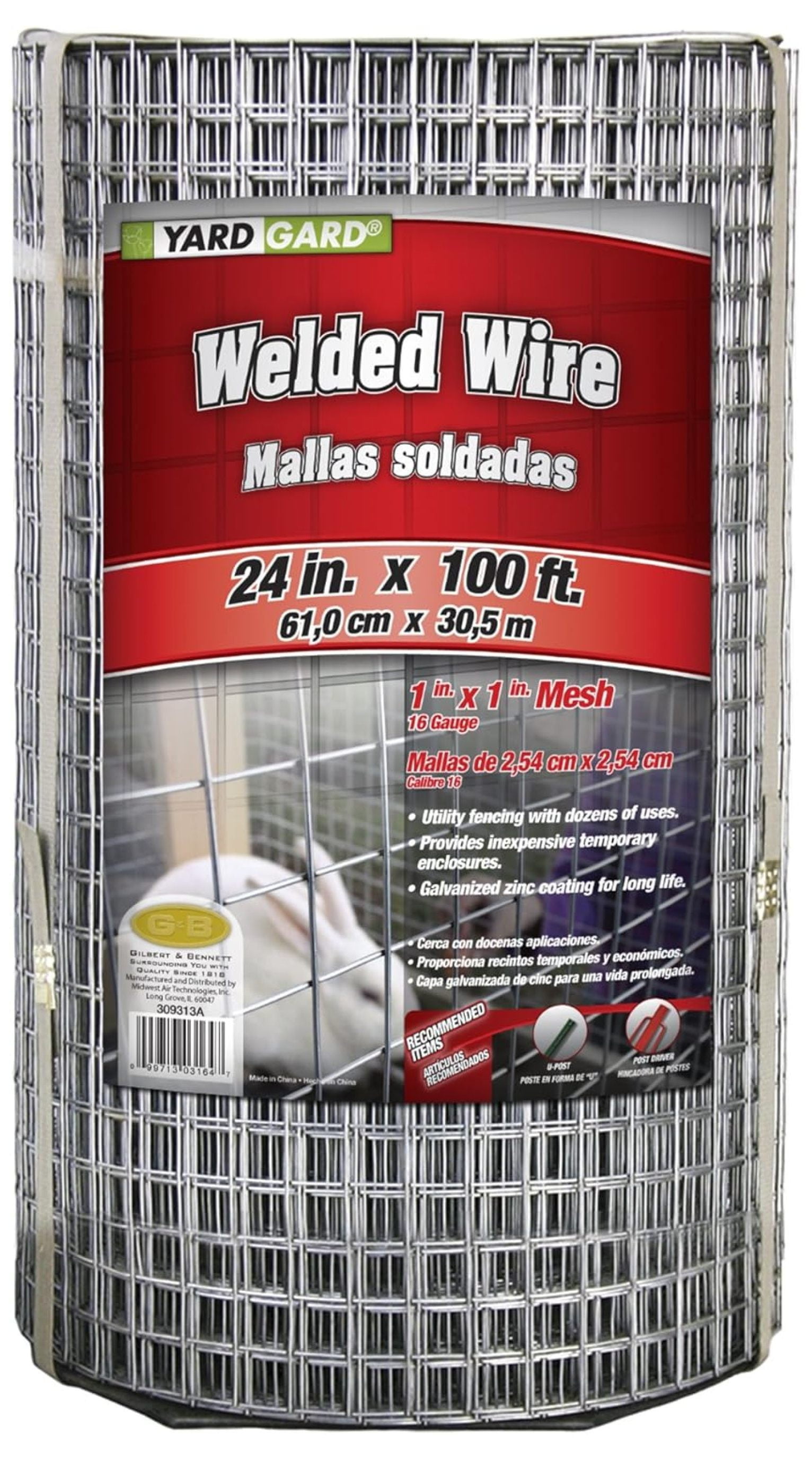 Welded Wire 1X1 Inch Mesh 24 Inch X 100 Foot 16 Gauge Galvanized Steel ...