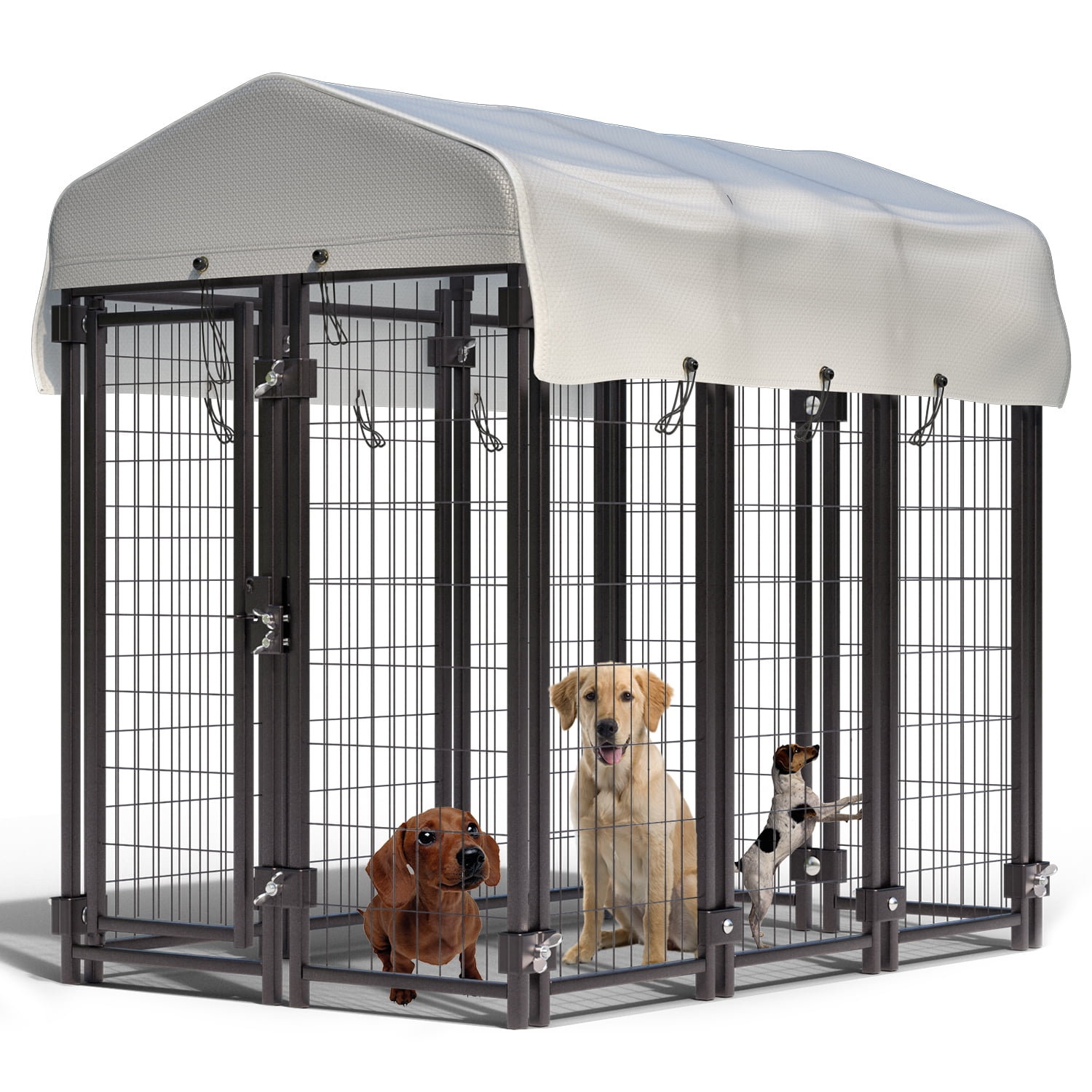 Homy Grigio Outdoor Dog Kennel Large Heavy Duty Fence Pen Enclosure ...