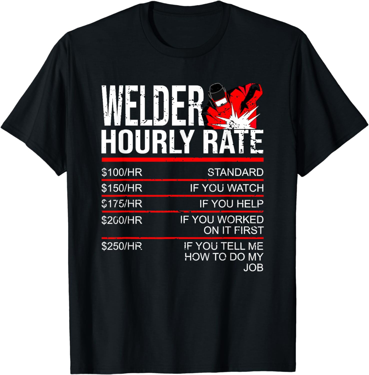 Welder Hourly Rate Funny Welder T-Shirt - Walmart.com