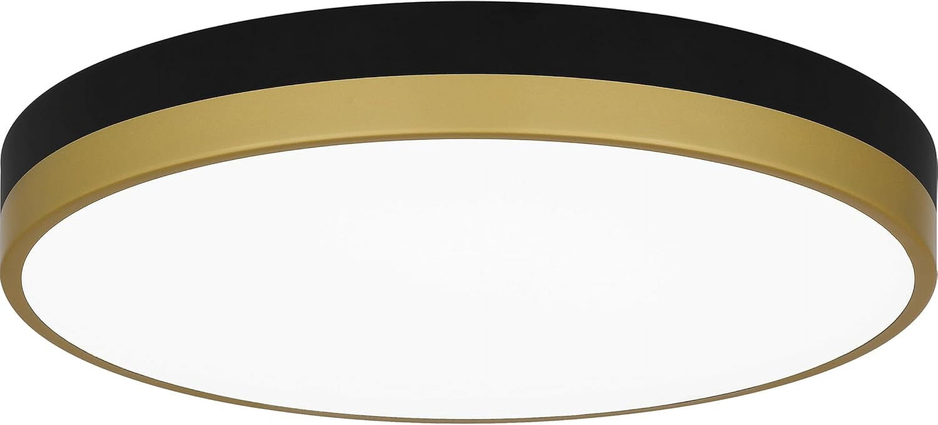 Weldin Round Flush Mount Ceiling Light, 15 Inch Matte Black Gold ...