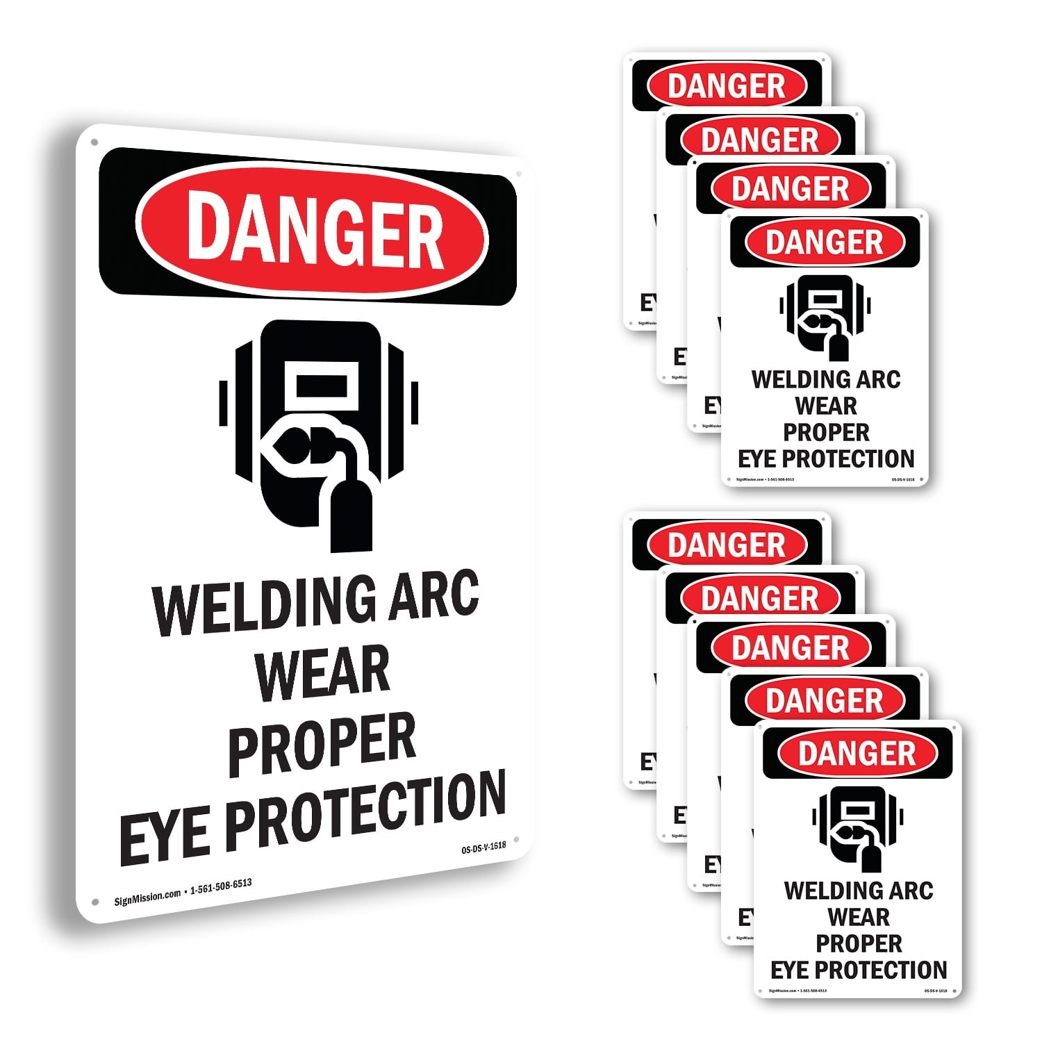 Welding Arc Wear Proper OSHA Danger Rigid Plastic Sign 18 Inch x 12 ...