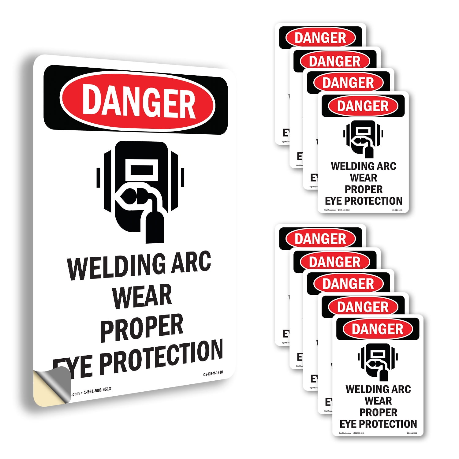Welding Arc Wear Proper OSHA Danger Vinyl Decal Label 7 Inch x 5 Inch ...