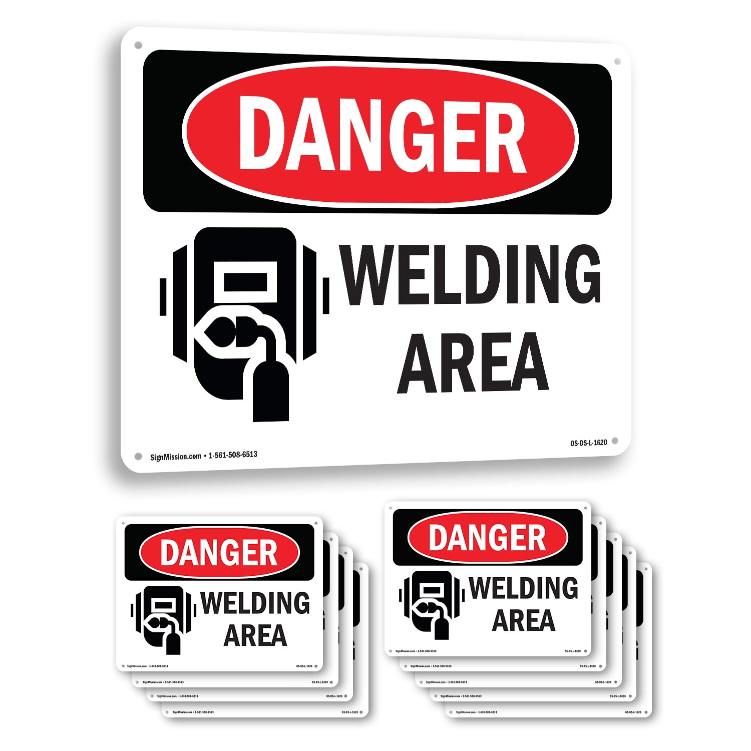 Welding Area OSHA Danger Rigid Plastic Sign 10 Inch x 7 Inch - 10 Pack ...