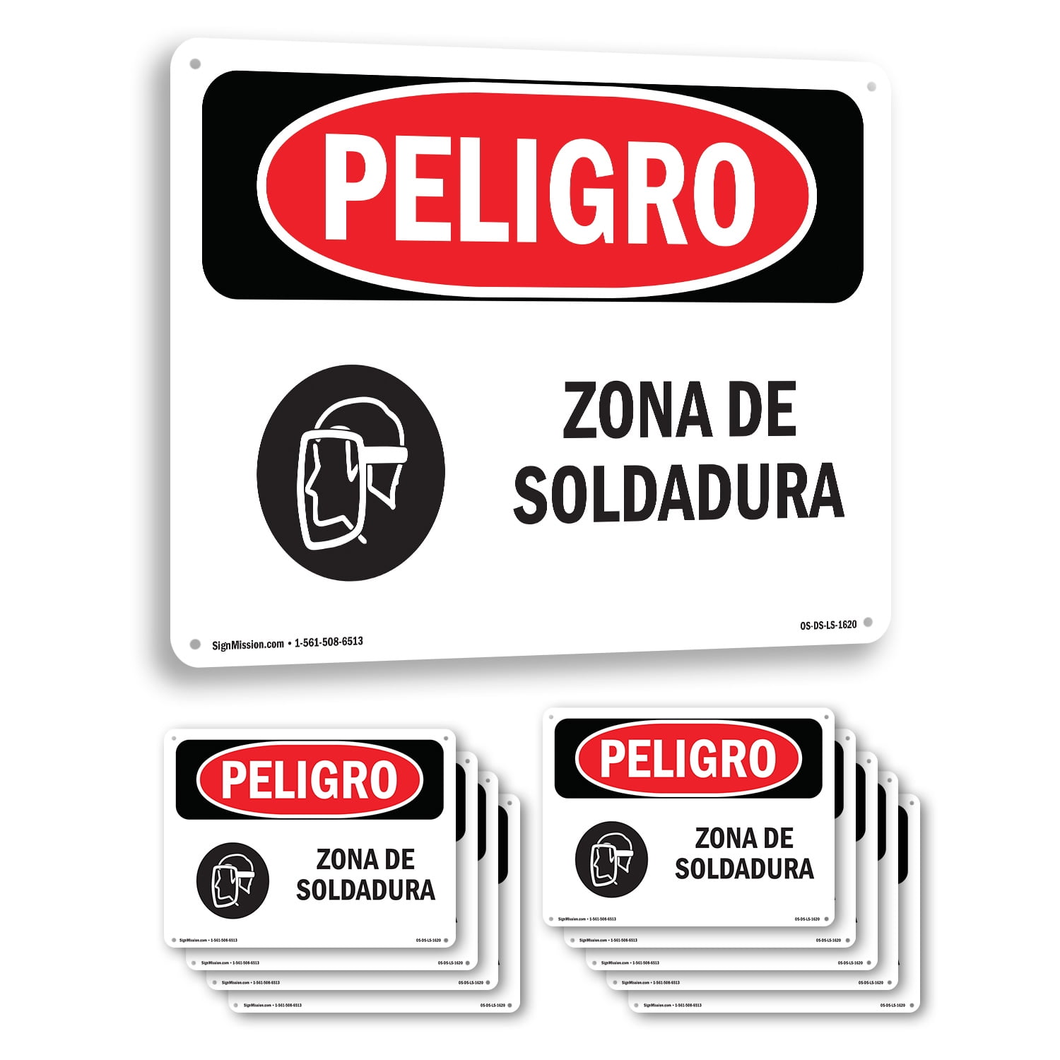 Welding Area Spanish OSHA Danger Aluminum Sign 24 Inch x 18 Inch - 10 ...