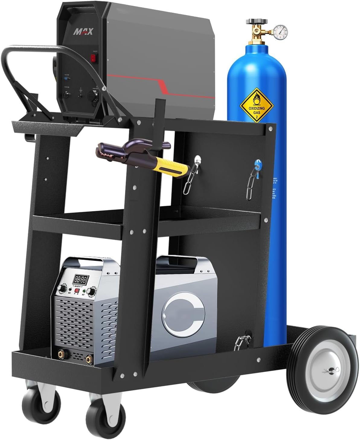 Welding Cart, 220 lbs Welder Cart with Wheels, 3-Tier Welding Carts for ...