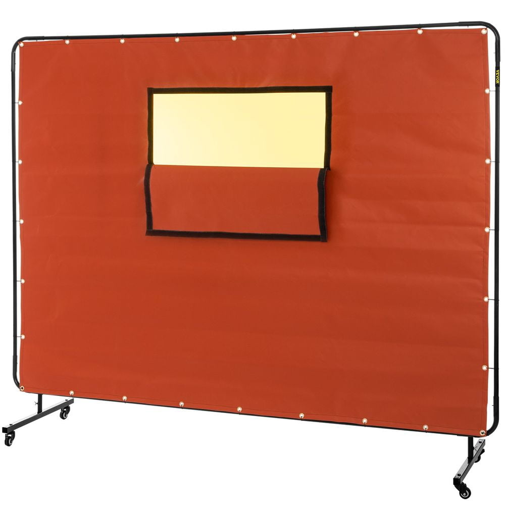 Welding Curtain, 6' x 8', Welding Screen with Metal Frame & 4 Wheels ...