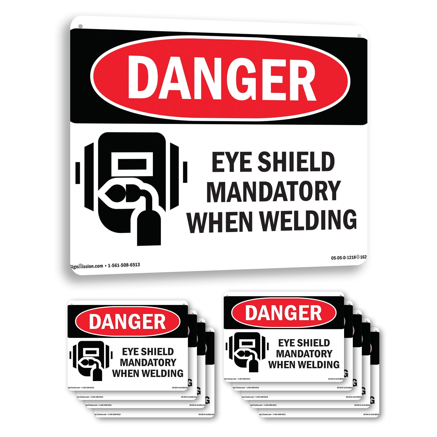 Welding Eye Shield Mandatory When Welding OSHA Danger Rigid Plastic ...