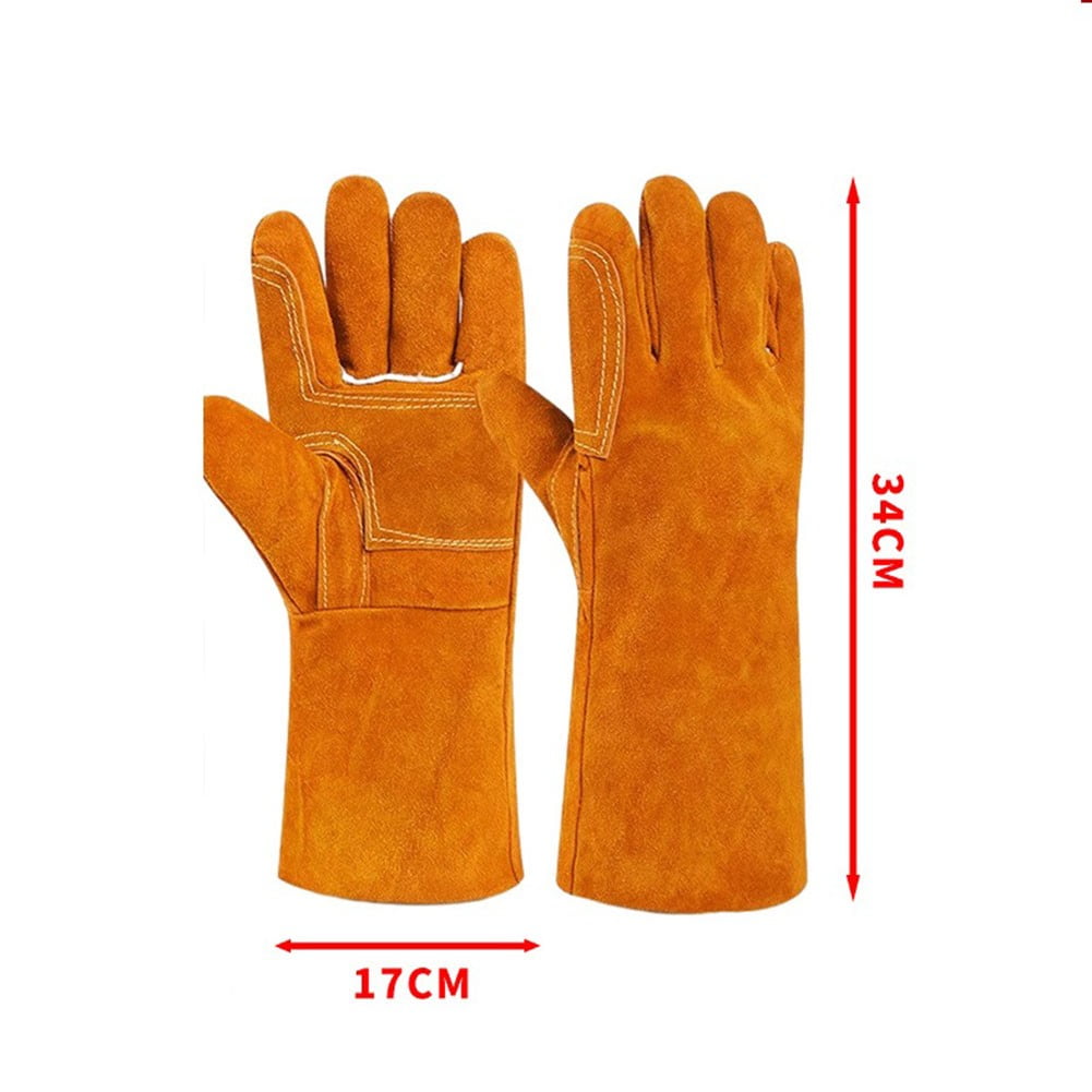 Welding Gloves Leather Fire and Heat Resistant Garden Gloves Protective ...