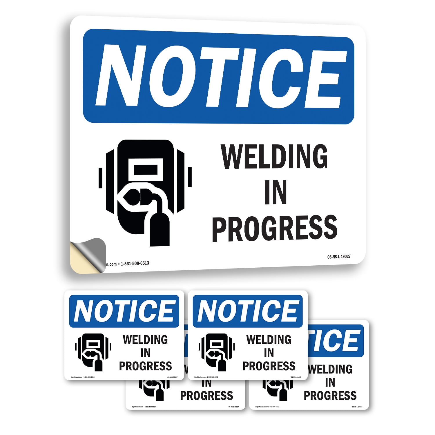 Welding In Progress With Symbol OSHA Notice Vinyl Decal Label 14 Inch x ...