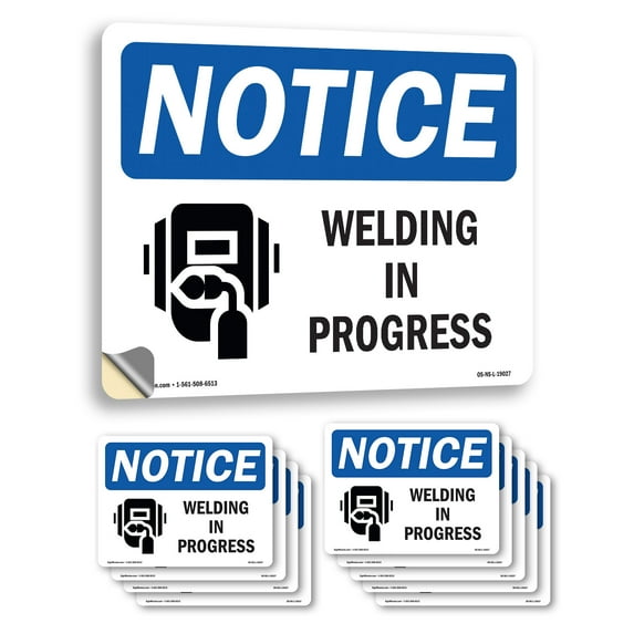 Welding In Progress With Symbol OSHA Notice Vinyl Decal Label 18 Inch x ...