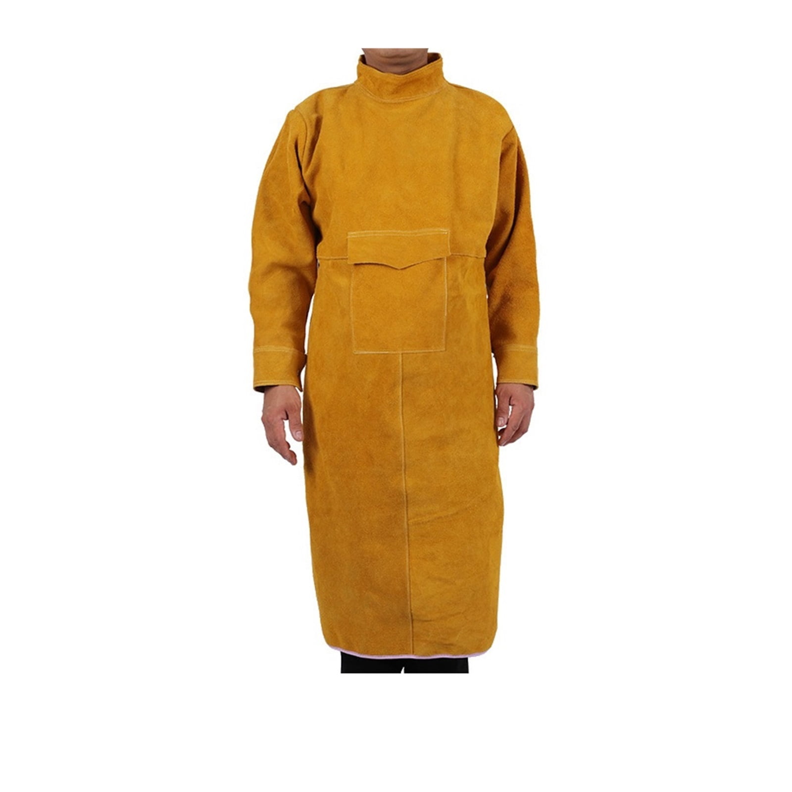 Welding Jacket Leather Apron Long Coat Protective Clothing Apparel Suit ...