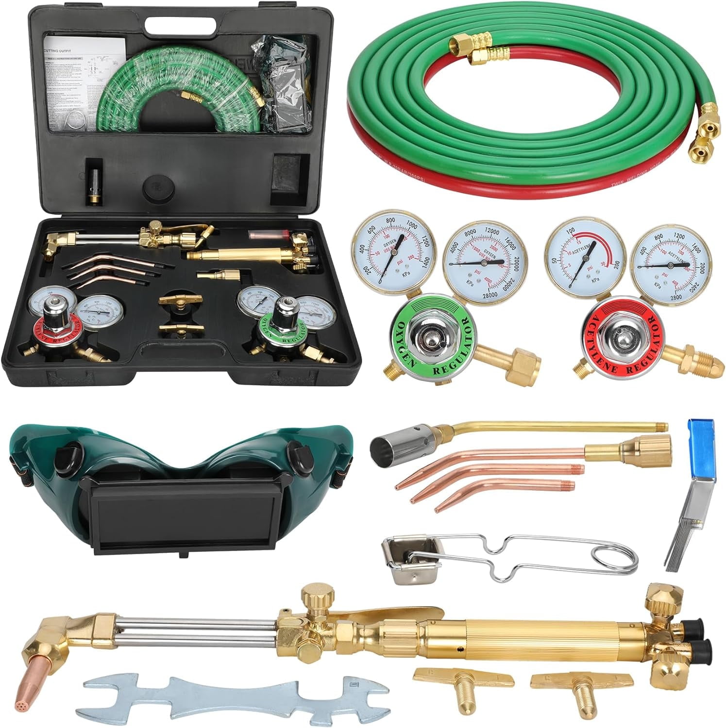 Welding Portable Cutting Torch 17-Piece Oxygen Acetylene Torch Kit with ...