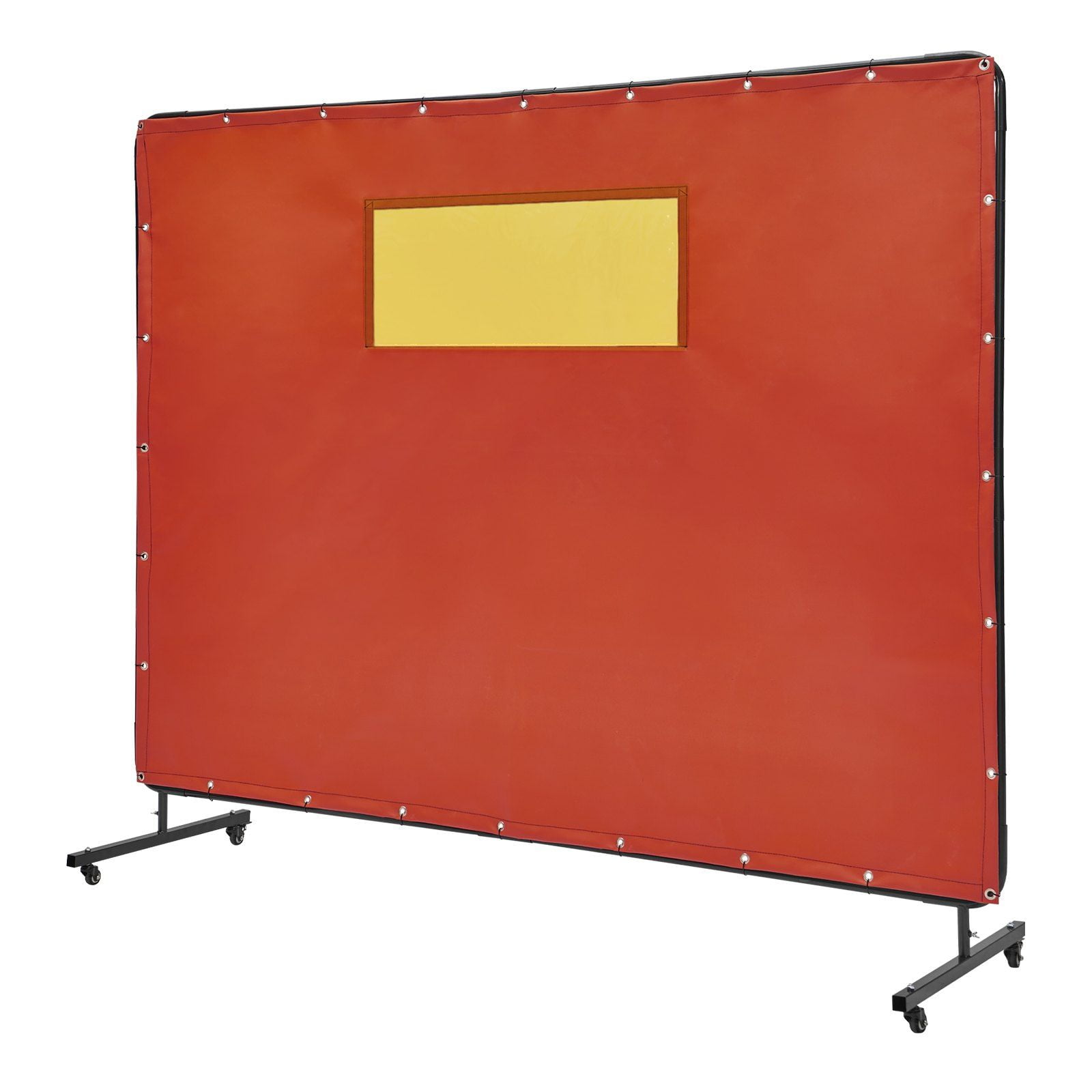 Welding Safety Screen with Locking Wheels, 6' Tall x 8' Wide Red Vinyl ...