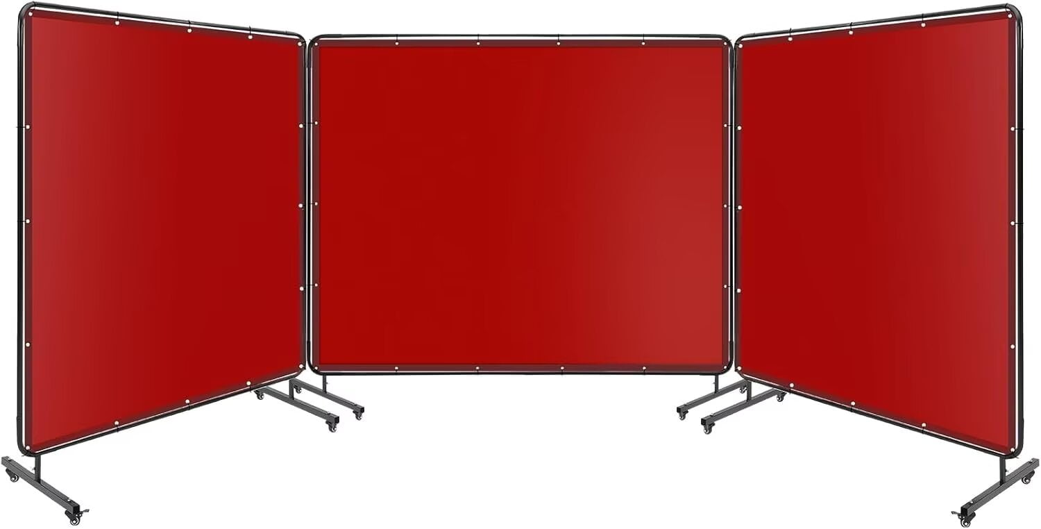 Welding Screen with Frame, 8' x 6' 3 Panel Welding Curtain Screens ...