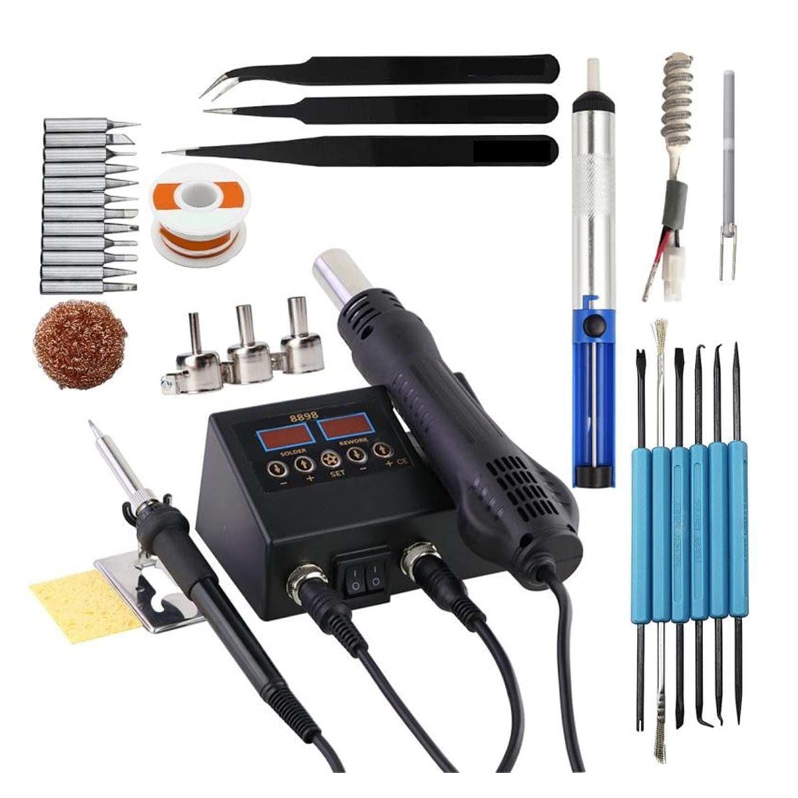 Welding Station Heat Gun Electric Soldering Iron Dual Digital Display ...