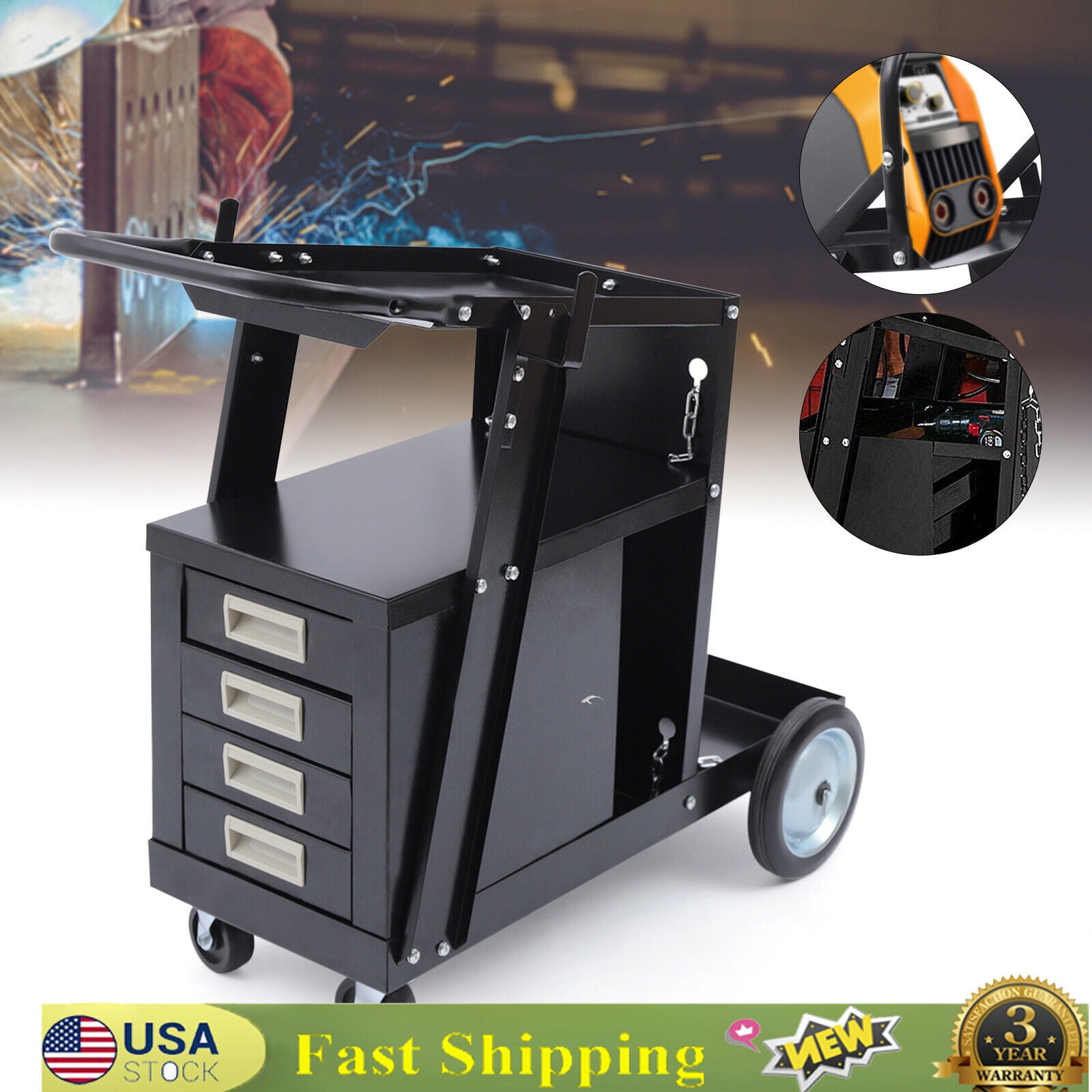 Welding Welder Cart MIG TIG ARC Plasma Cutter Tank Storage OR W/4 ...