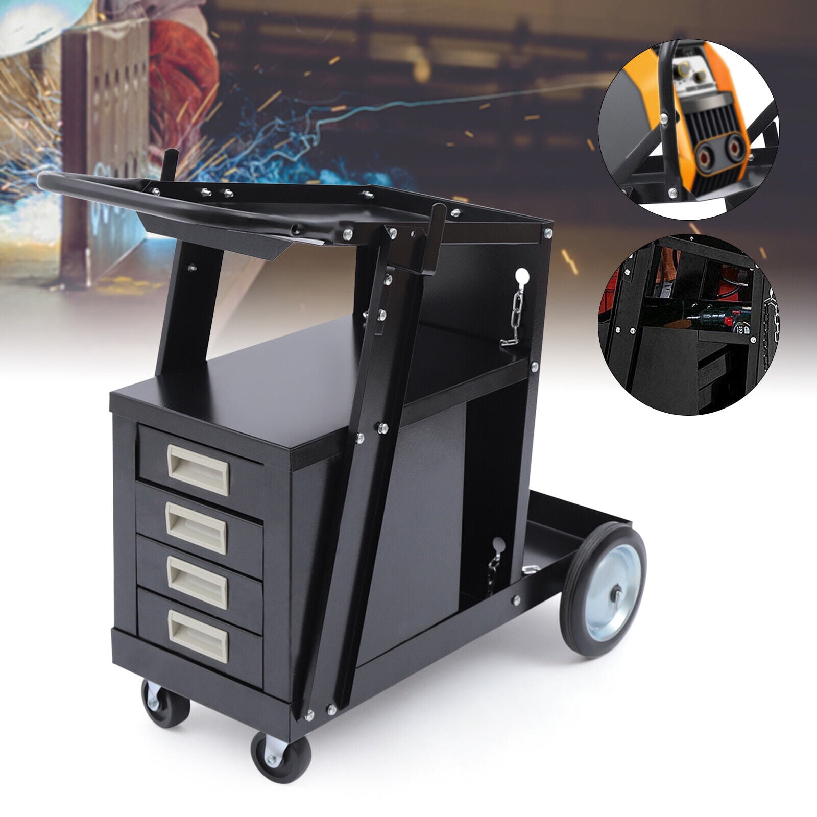 Welding Welder Cart MIG TIG ARC Plasma Cutter Tank Storage with 4 ...