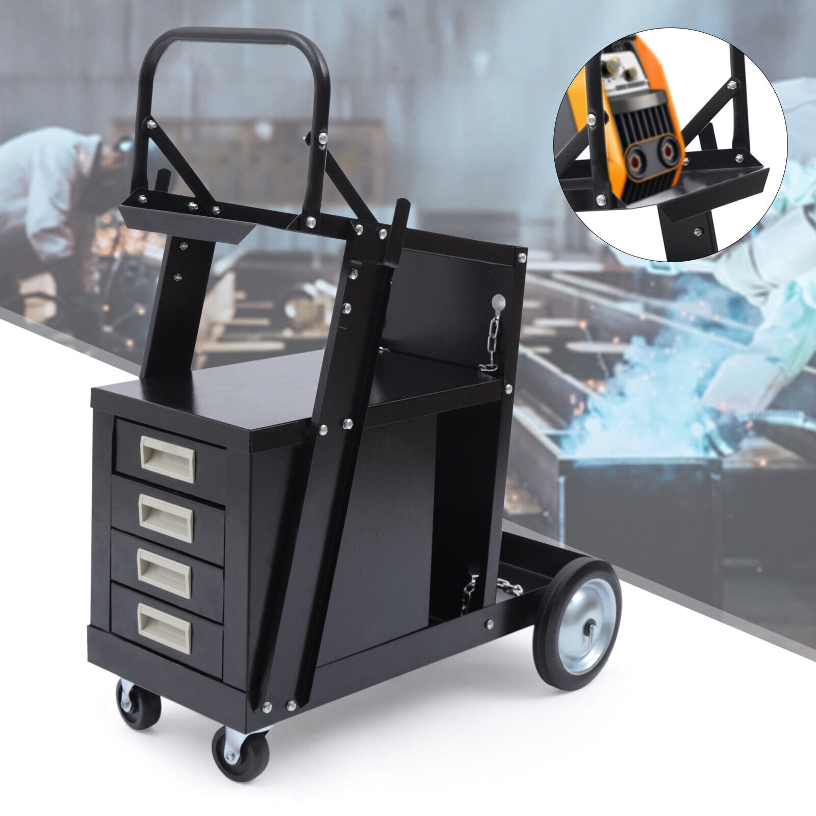 Welding Welder Cart Plasma Cutter Tank Storage Cabinet 80kg Steel Iron ...