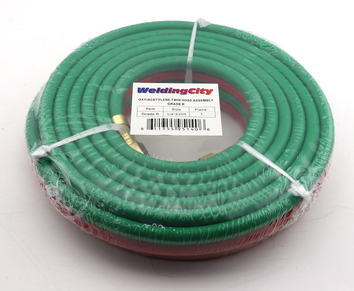 WeldingCity 1/4"-ID 50-ft Grade-R Acetylene/Oxygen (Red/Green) Twin ...