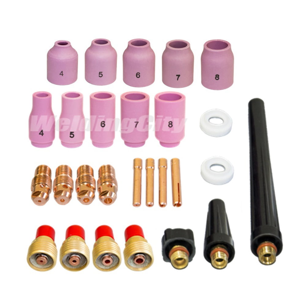WeldingCity TIG Welding Torch Accessory Kit Regular and Gas Lens Setup ...