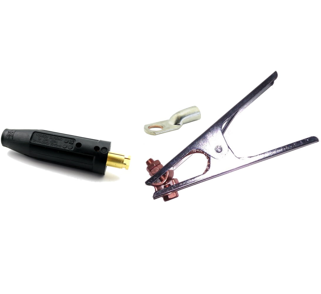 WeldingCity Tweco-type Twist-lock Connector Plug and Ground Work Clamp ...