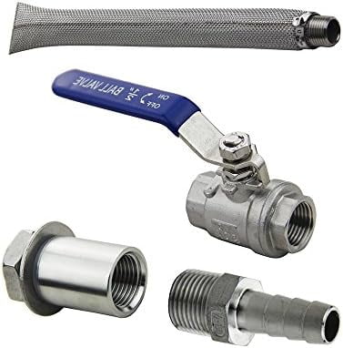 Weldless Boil Kettle Ball Valve Bazooka Kit 12" Kettle Screen, 2 Piece ...