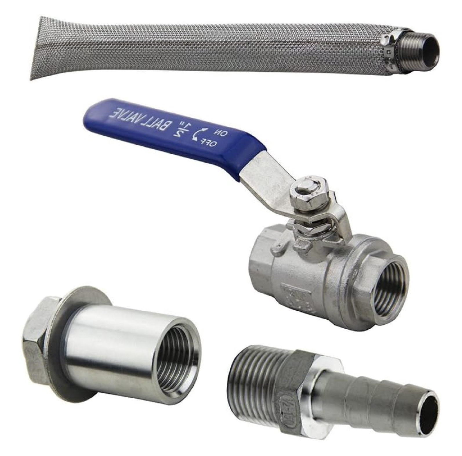 Weldless Boil Kettle Bazooka Kit 12" Kettle Screen, 2 Piece , 1/2" Hose ...