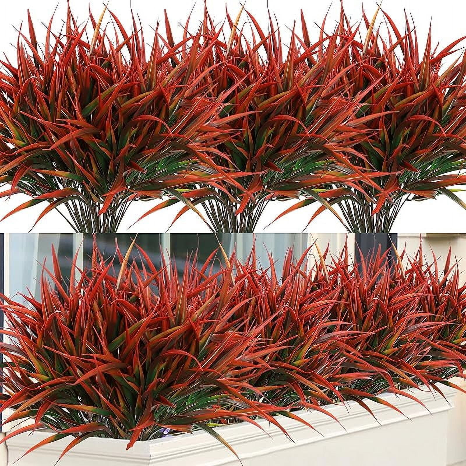 Weldomcor Artificial Plants for Decor Outdoor 8 Bundles Fake Grass Bushes, Faux Greenery Stems ...