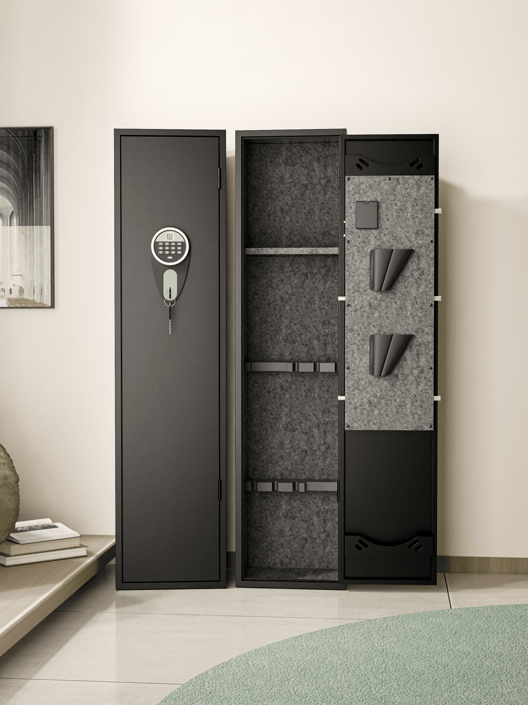 Welfiya 4-6 Safe Cabinet, Biometric Storage Unit with Quick Access ...
