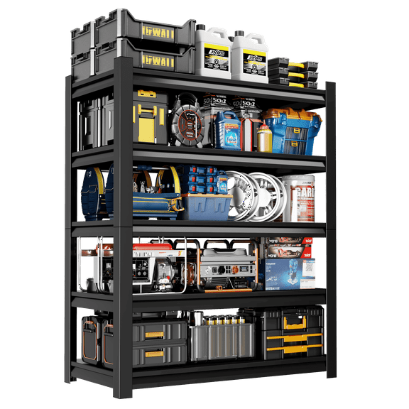 Garage Shelving 63" H x 32" W, Heavy Duty 5 Tier Metal Shelves, 1500LBS ...