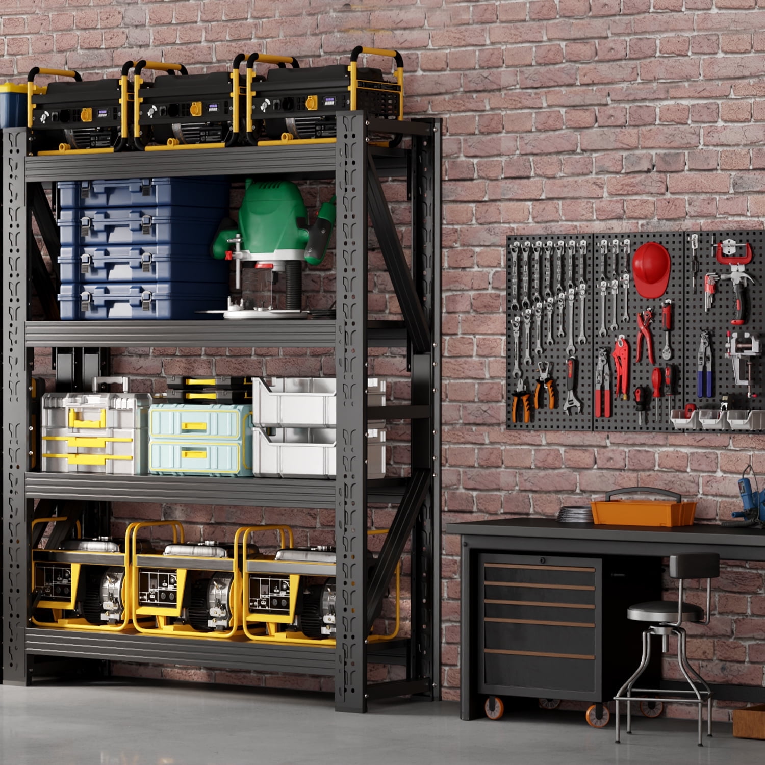 Welfiya 42"W Garage Shelving,4-Tier Heavy Duty Storage Shelves Unit ...