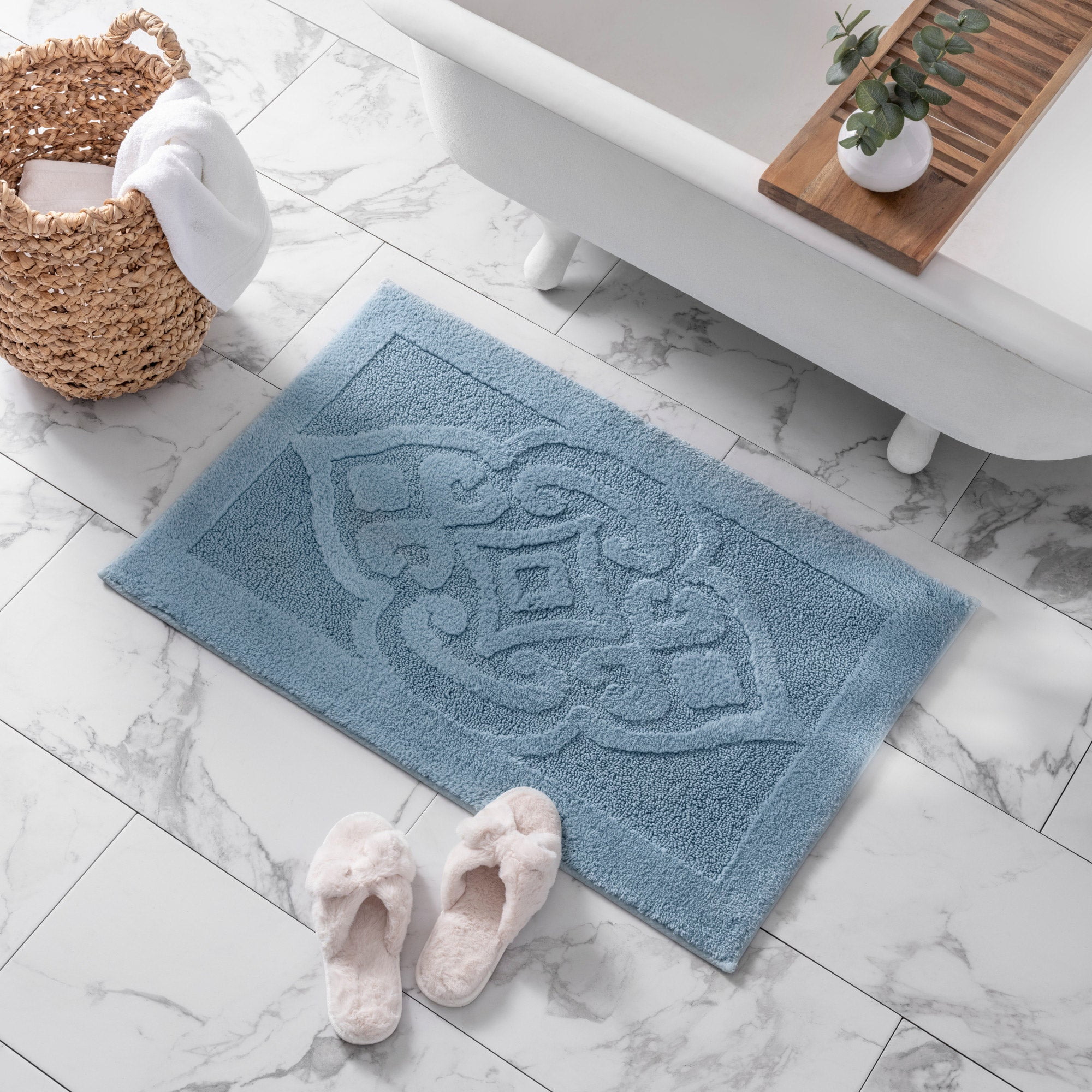 Welhome 100% Cotton Sculpted Bath Rug - Walmart.com