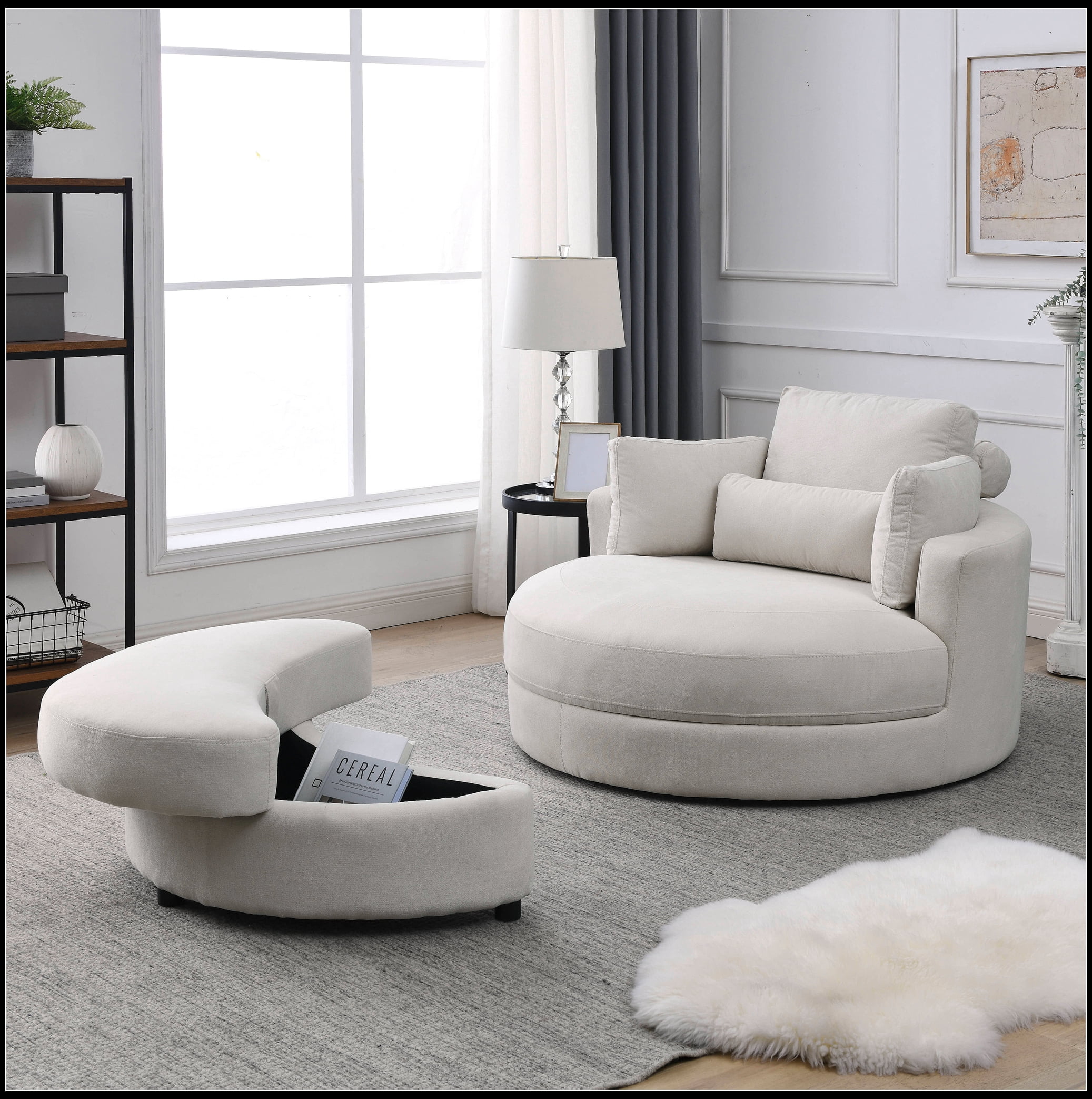 Welike Swivel Accent Barrel Modern Sofa Lounge Club Big Round Chair ...