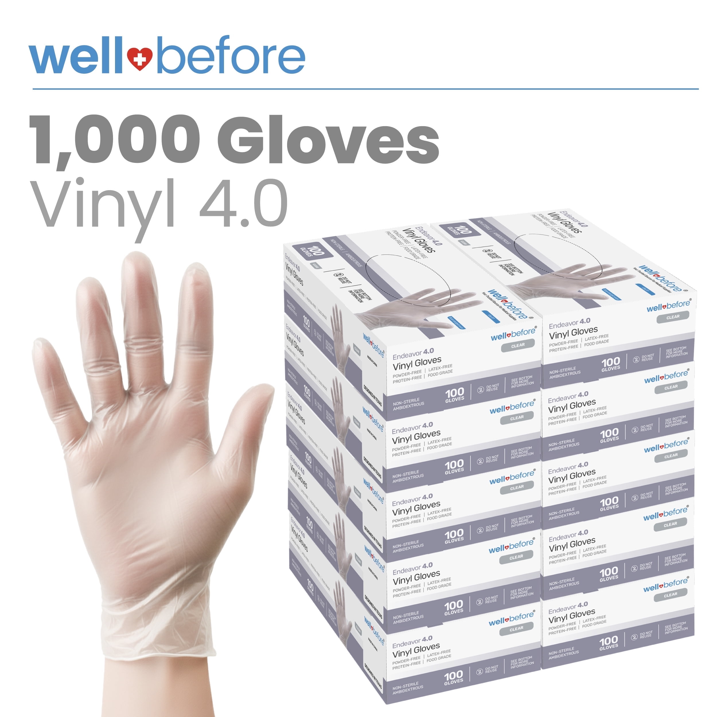 Well Before Disposable Synmax 4g Food Grade Vinyl Gloves, Clear, Medium ...