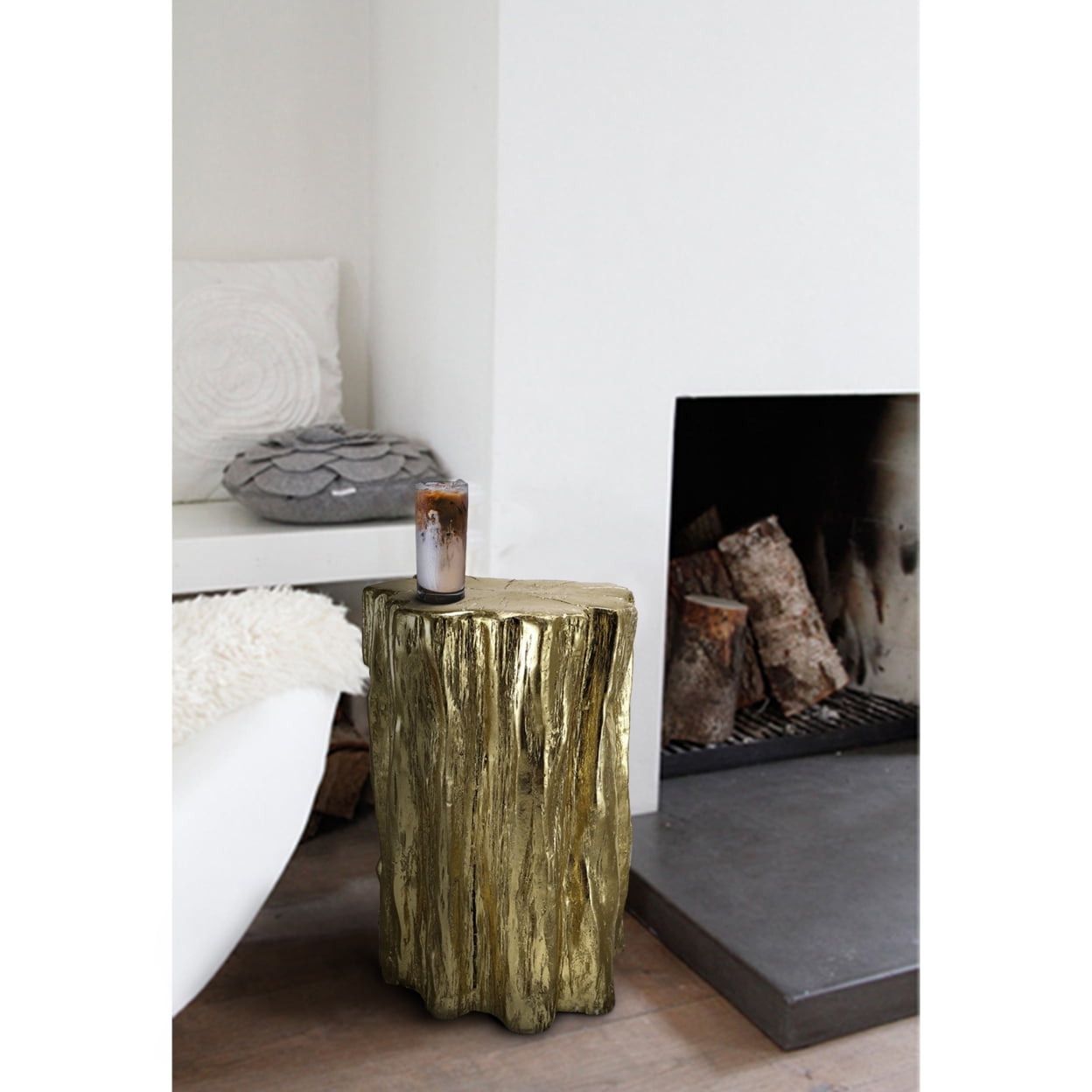 Well Designed Nature Inspired Tree Trunk Stool Gold - Saltoro Sherpi ...