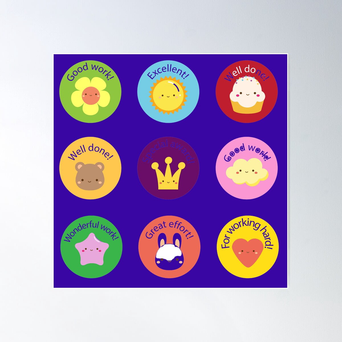 Well Done Good Work Special Award Stickers Poster Wall Art, Modern Wall ...
