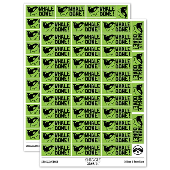Well Done Killer Whale Teacher Student School Sticker Set - Light Green ...