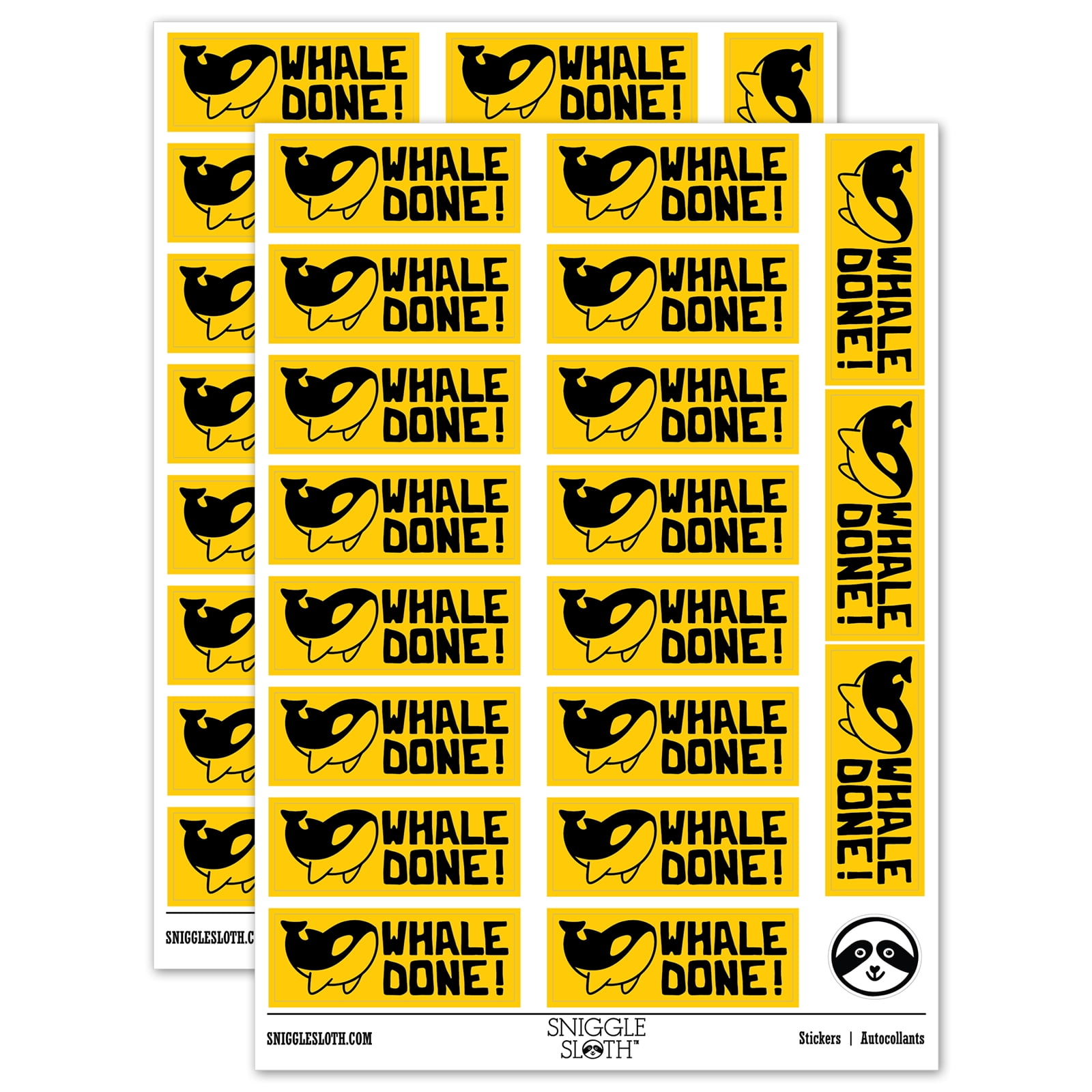 Well Done Killer Whale Teacher Student School Sticker Set - Yellow ...