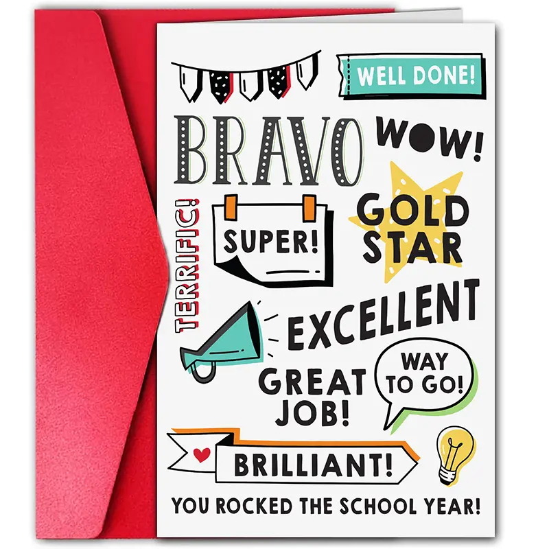 Well Done School Year Card – Celebratory Card with Gold Star and ...