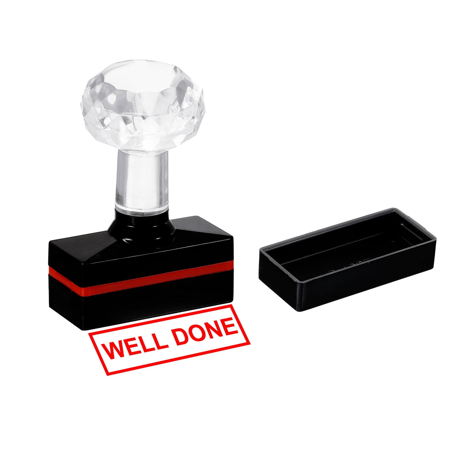 Uxcell Black Plastic Stamp Self Inking Red Ink Office Stamps Pre Inked ...